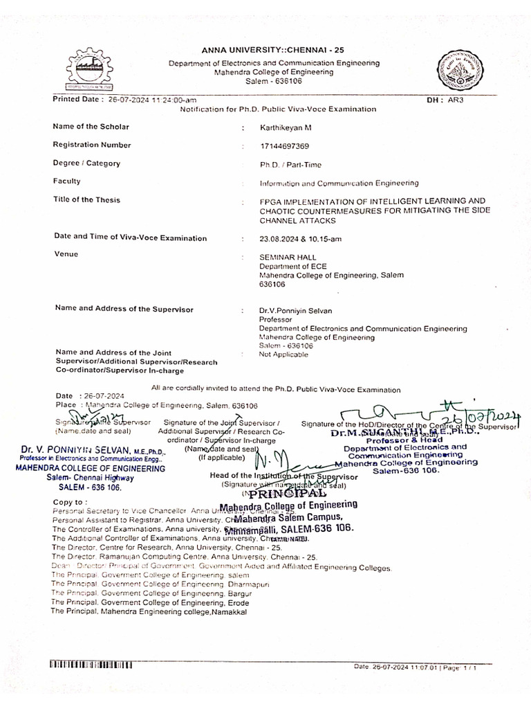 Viva Voce Notification | PDF