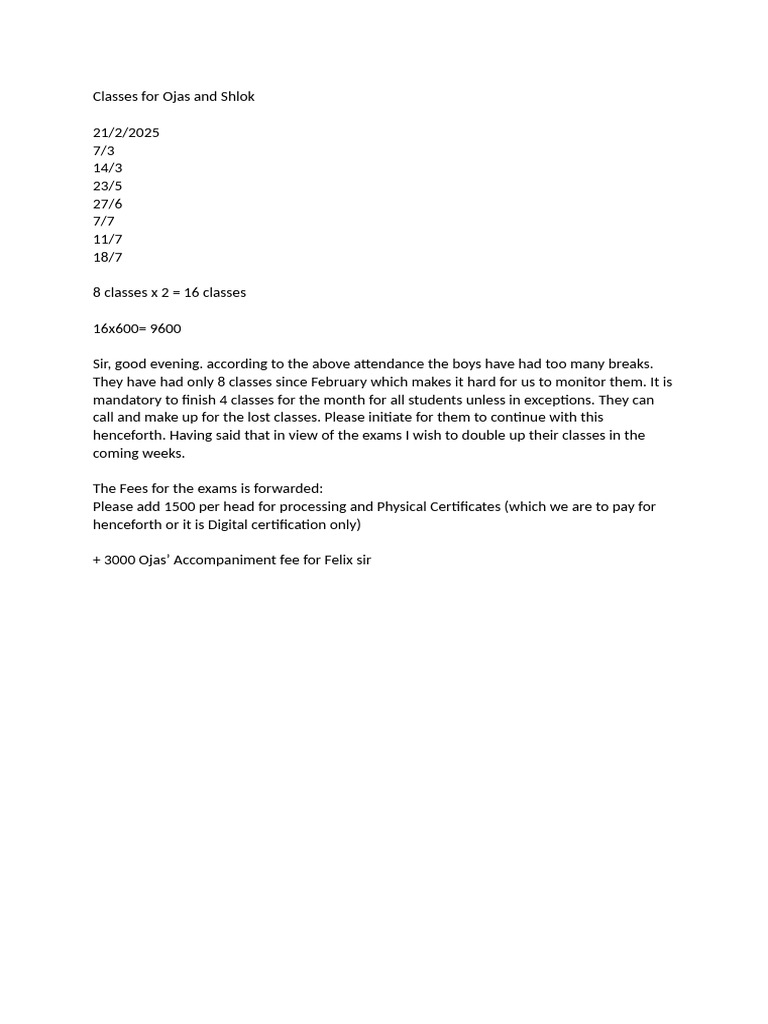 Classes For Ojas and Shlok | PDF