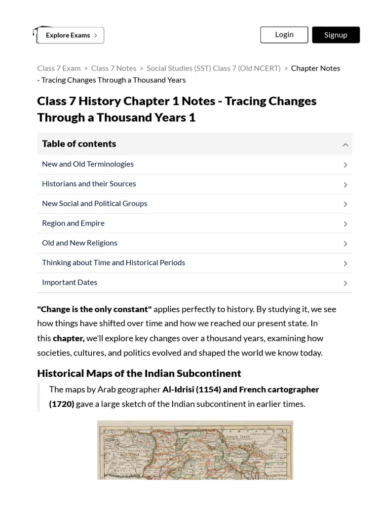 Edurev in T 79749 Class 7 History Chapter 1 Notes Tracing Changes ...
