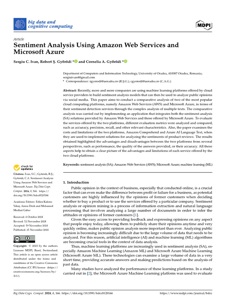 19.Sentiment Analysis Using Amazon Web Services and Microsoft Azure ...