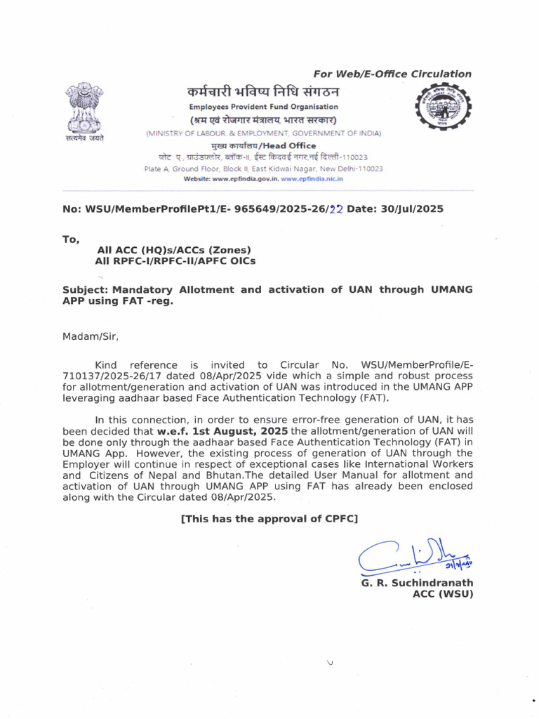 Mandatory Allotment and Activation of UAN Through UMANG APP Using FAT ...