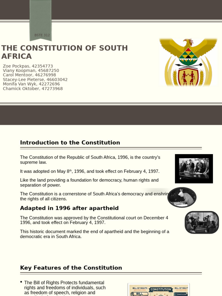 South Africa's 1996 Constitution Overview | PDF | Constitution | Apartheid