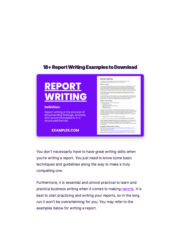 18 Report Writing Examples to Download | PDF | Information | Methodology