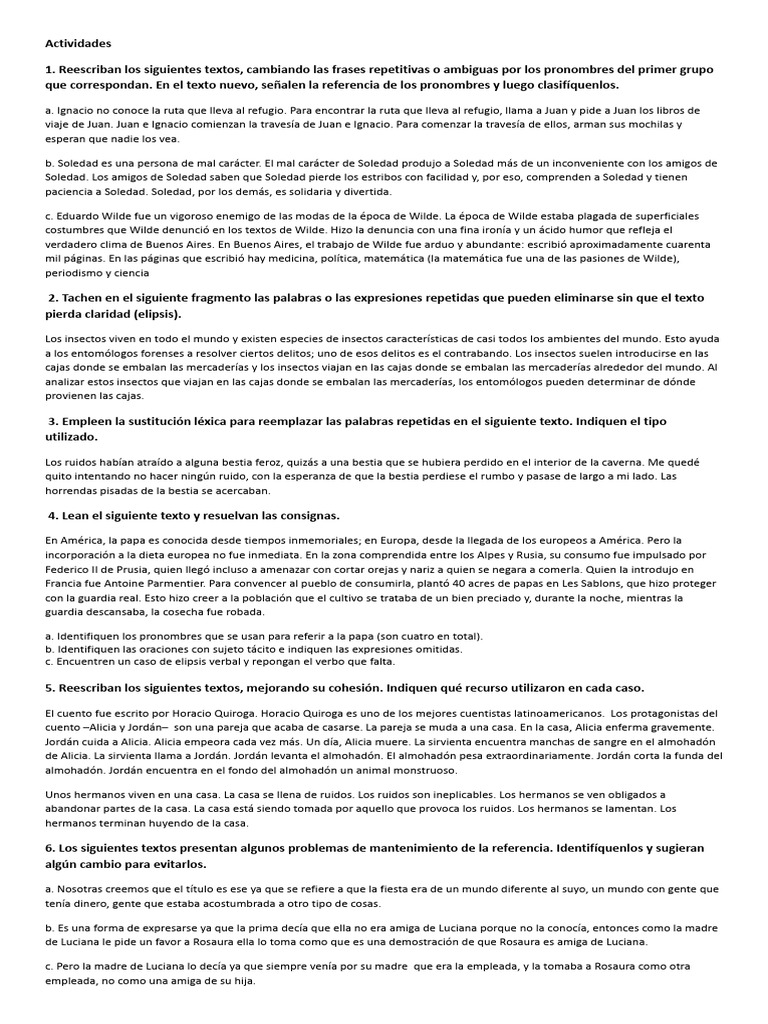 Actividades recursos cohesivos | PDF