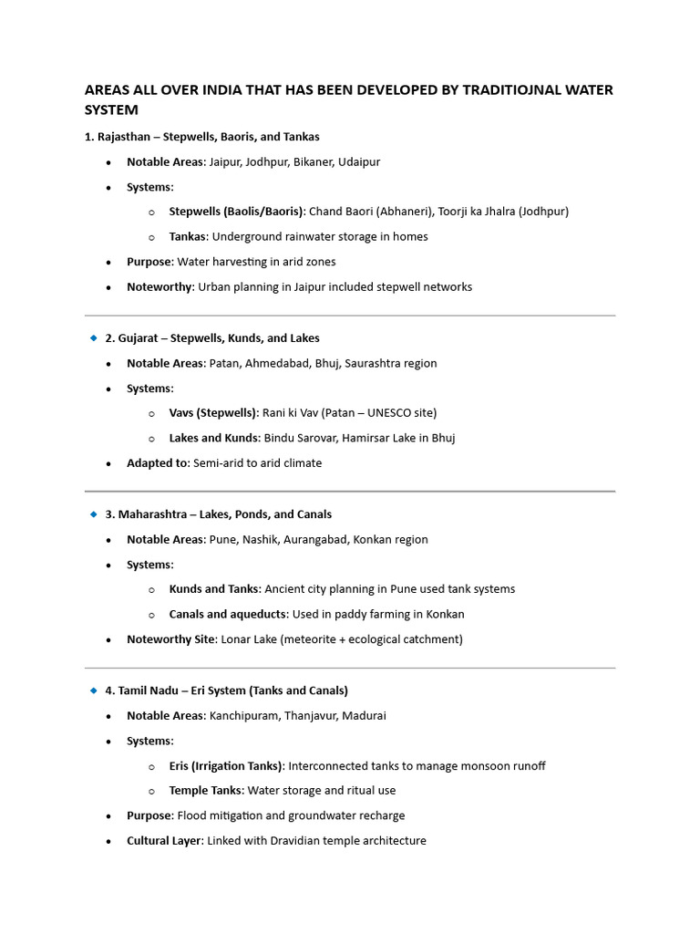 Traditional Water Systems in India | PDF | Environment | Aquatic Biomes