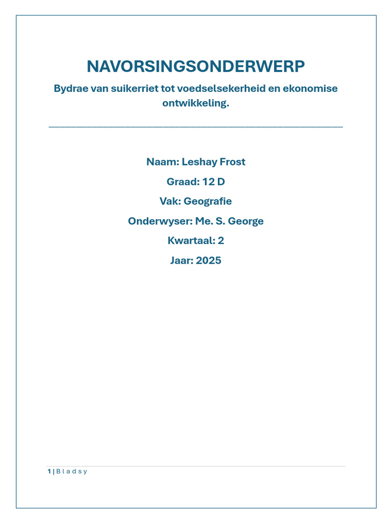 Leshay Frost Geografie Taak (1) | PDF