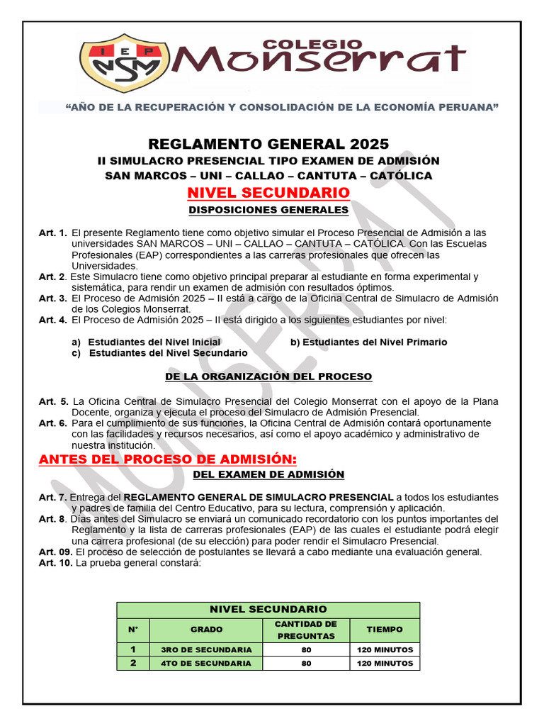 Reglament Secundaria s3-s4 Monserrat-1 | PDF | Simulación