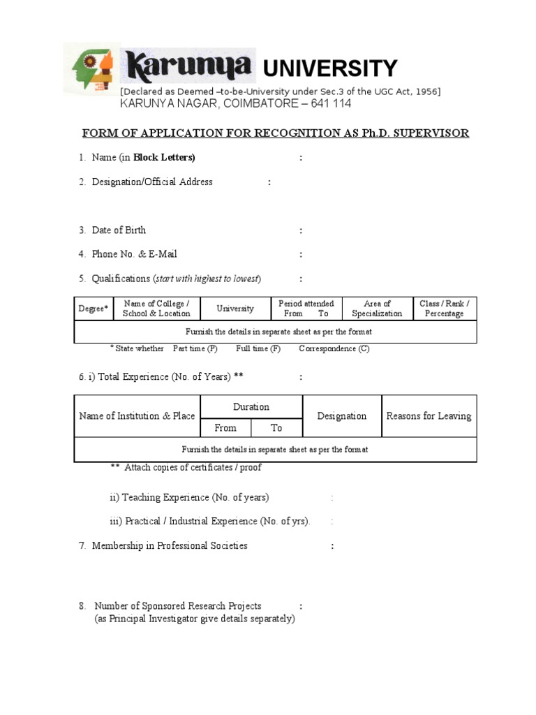 PHD Guide Appln | PDF | Doctorate | Thesis