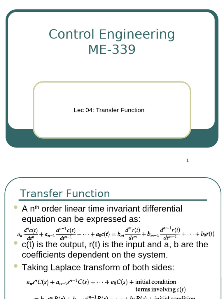 Understanding Transfer Functions in Control Systems | PDF | Gear | Torque