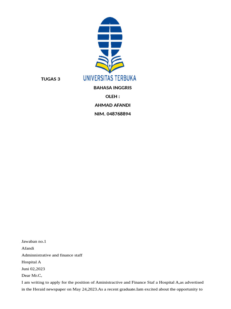 Ahmad Afandi 048768894 Bahasa Inggris | PDF | Business