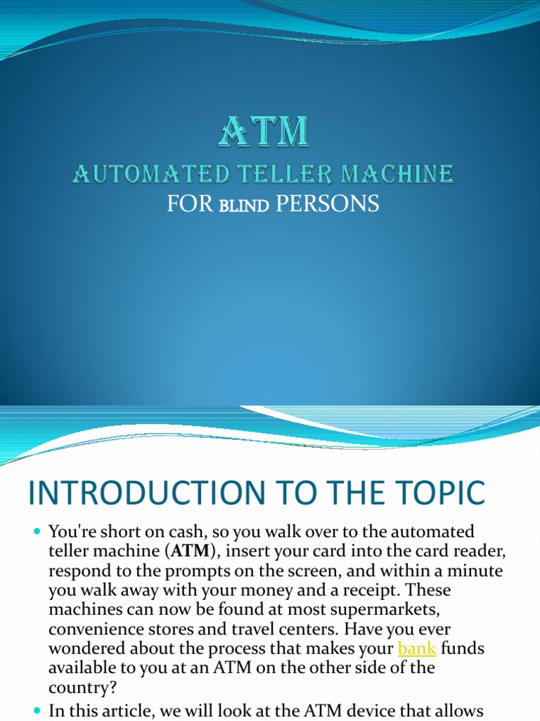 Atm For Blind Pdf Automated Teller Machine Areas Of Computer Science