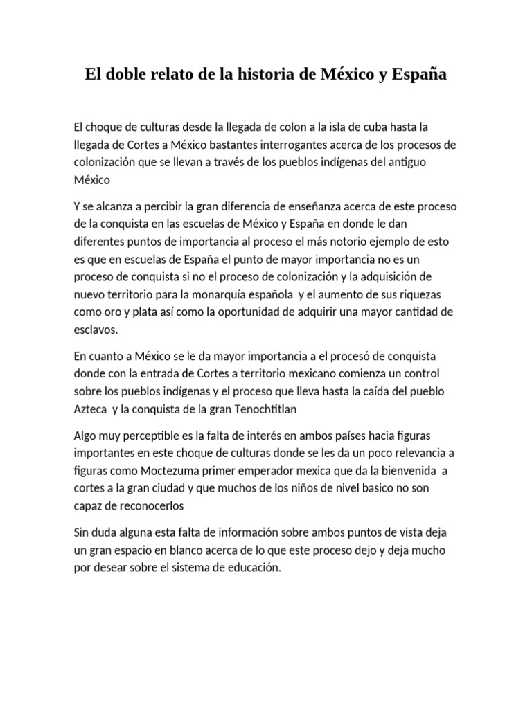 El Doble Relato de La Historia de México y España | PDF