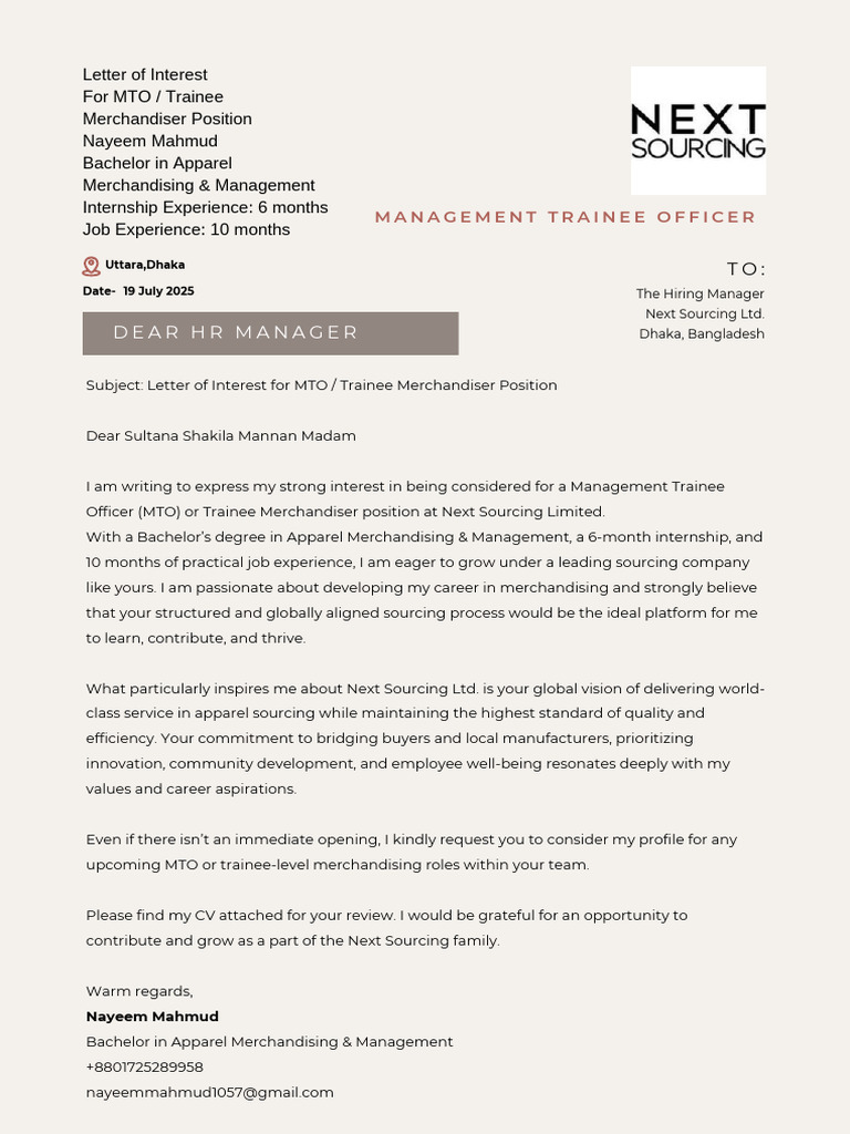 Letter of Interest. | PDF