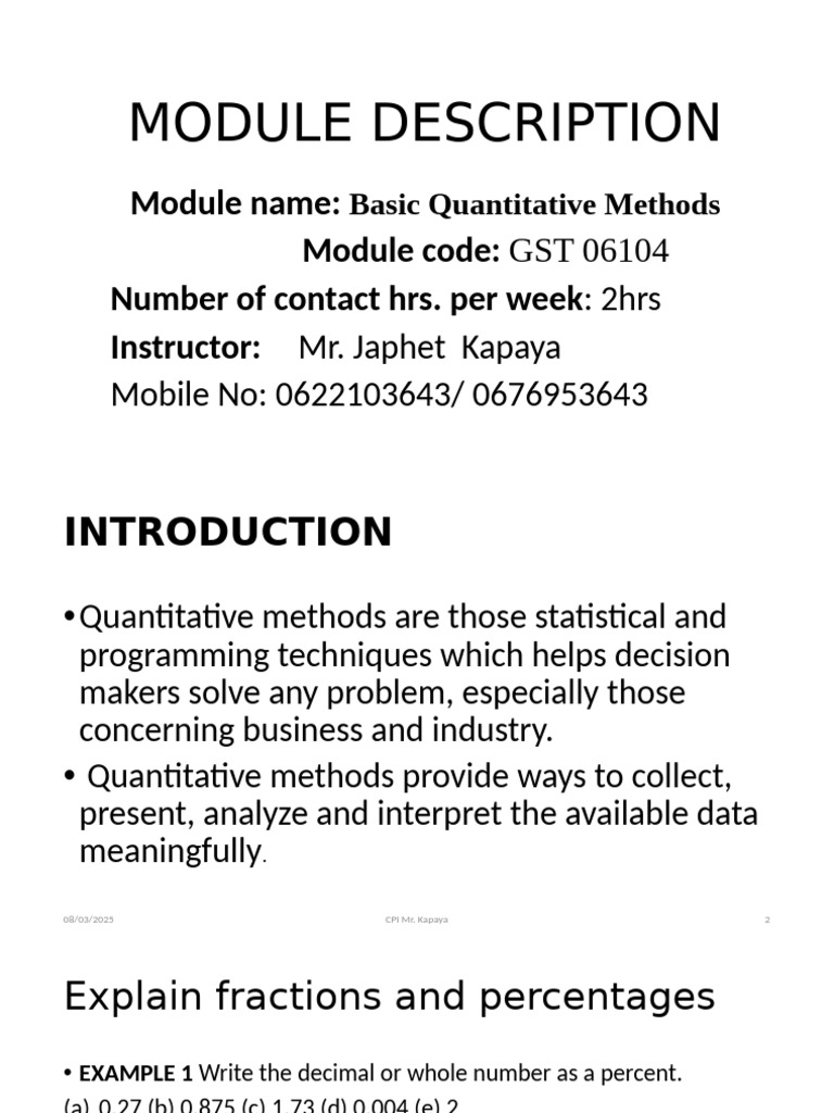 Basic Quantitative Methods | PDF | Standard Deviation | Interest
