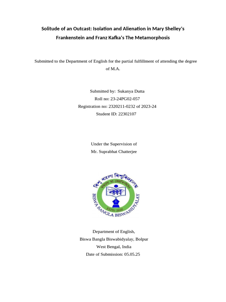 Alienation in Frankenstein & Metamorphosis | PDF | Existentialism | The ...