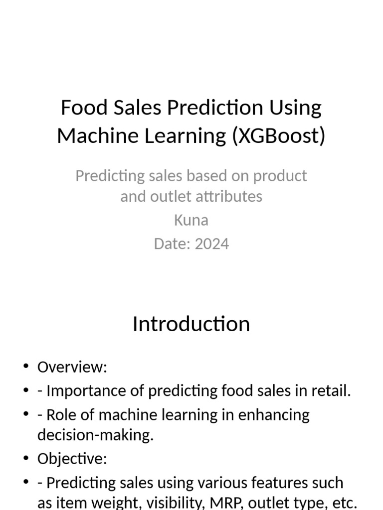 Food Sales Prediction with XGBoost | PDF