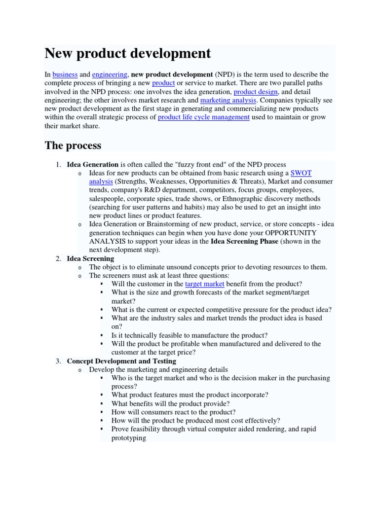 New Product Development: The Process | PDF | New Product Development ...