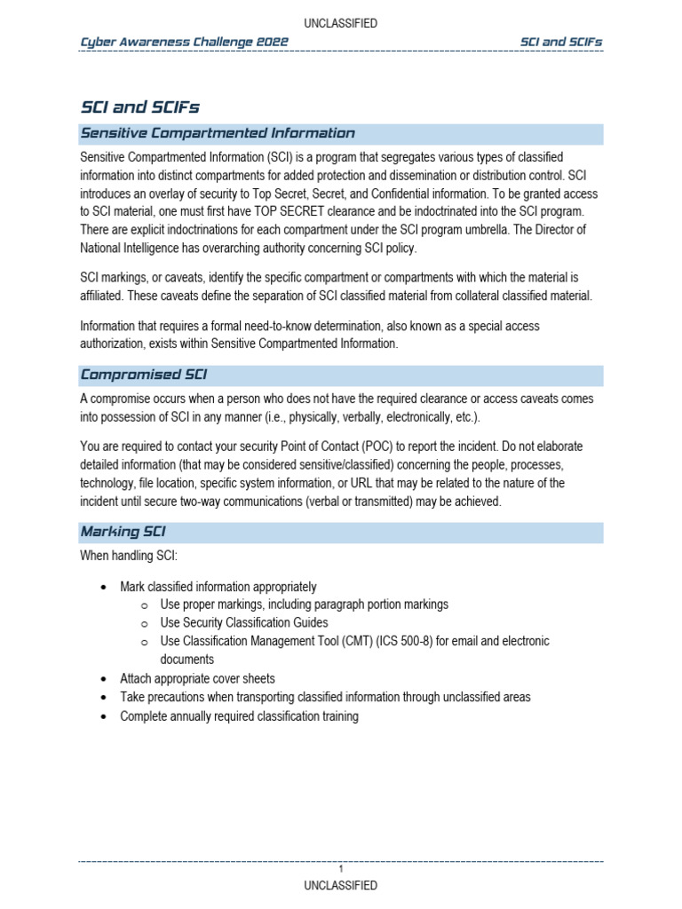 Disa Cac2022 Sci Scif | PDF | Classified Information In The United ...