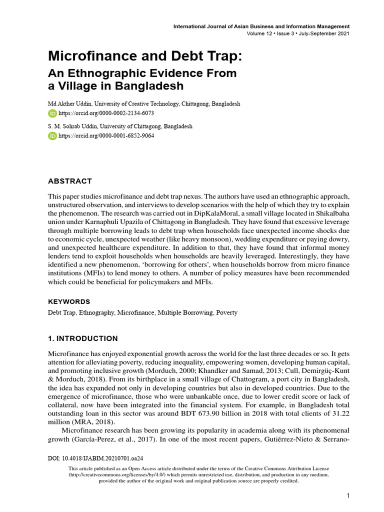 Microfinance and Debt Trap | PDF | Microfinance | Microcredit
