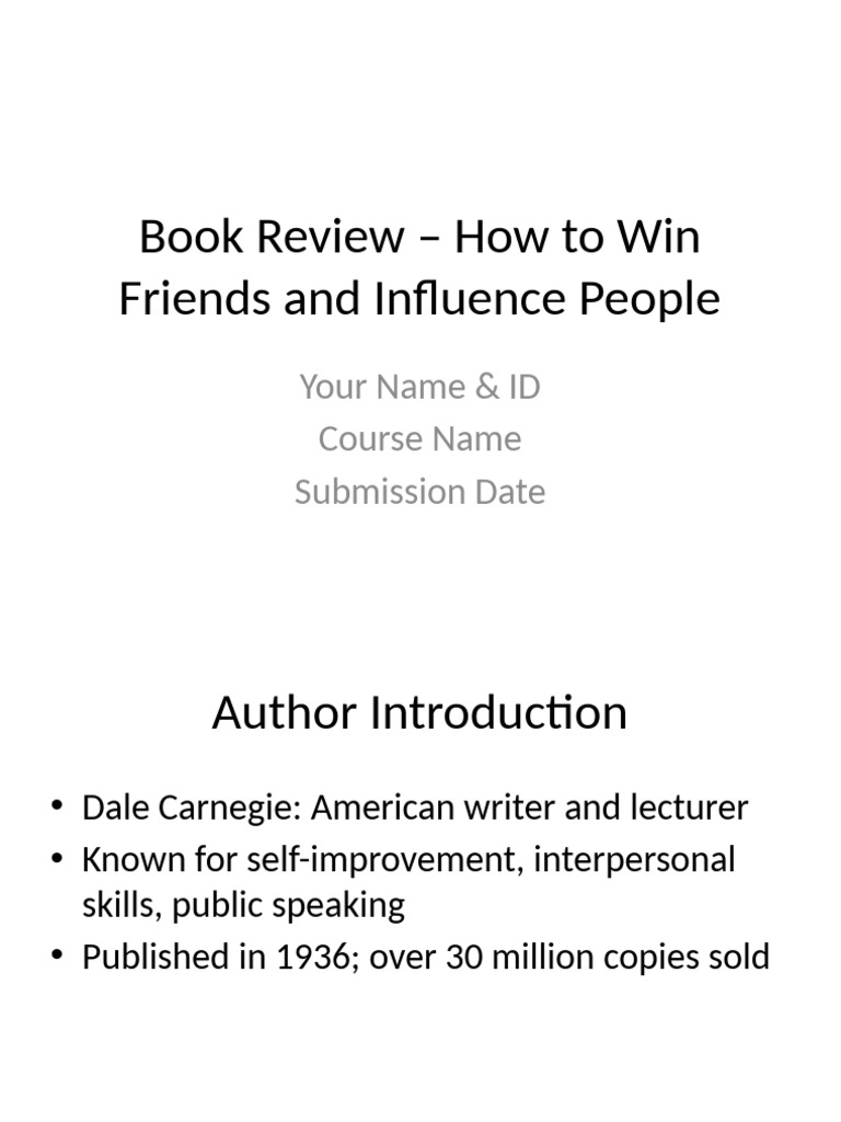 Book Review: How to Win Friends | PDF
