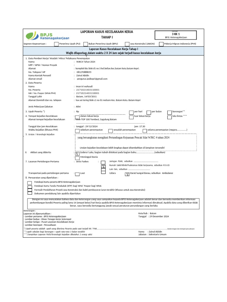 Formulir KK1 - BPJS - Ketenagakerjaan Iman | PDF
