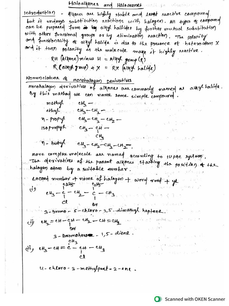 Halo Alkane and Halo Arenes | PDF