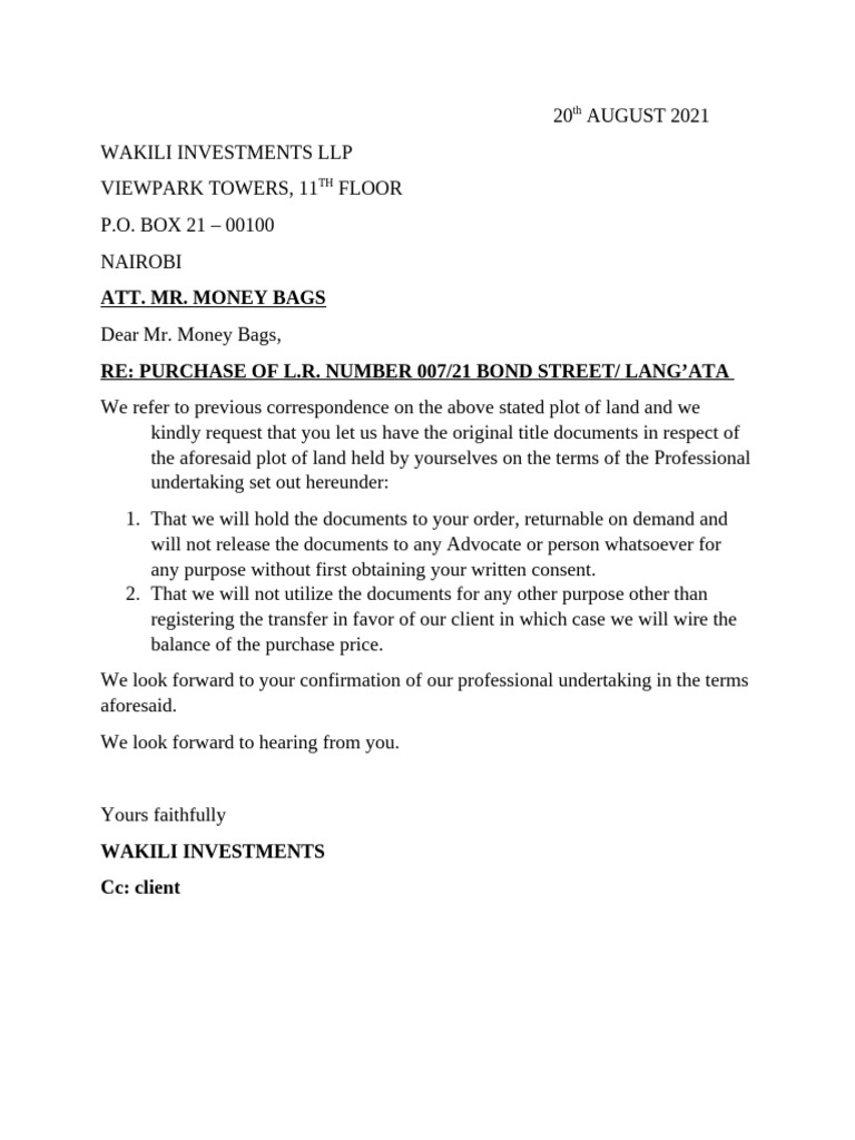 Professional Undertaking | PDF