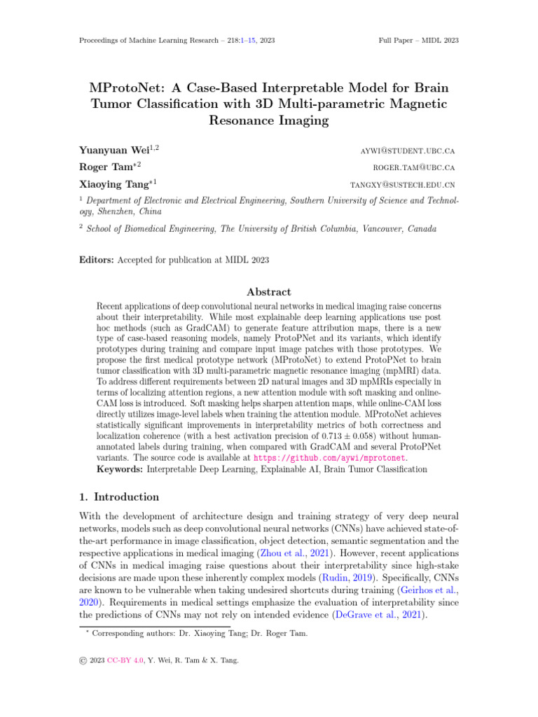 MProtoNet - A Case-Based Interpretable Model For Brain Tumor Classification With 3D Multi ...