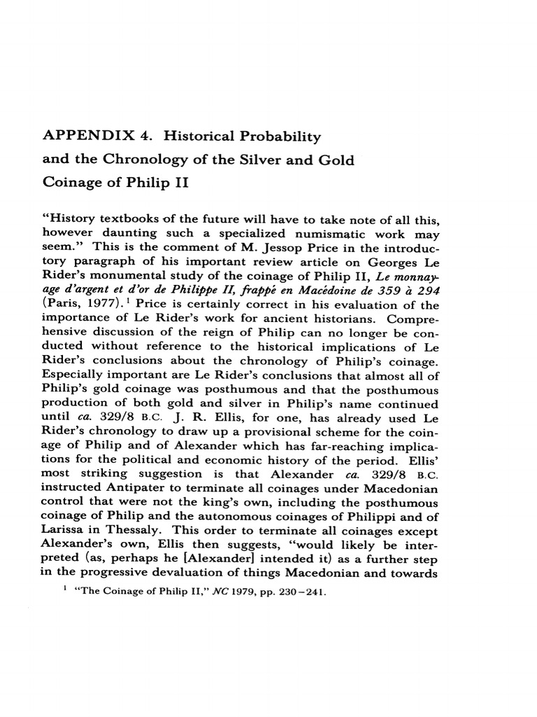 Appendix Four_Historical Probability and the Chronology of the Silver and Gold Coinage of Philip ...