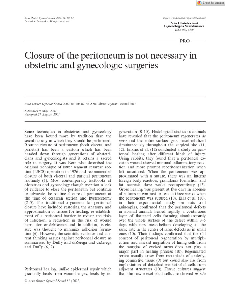 Acta Obstet Gynecol Scand - 2002 - SHARMA - Closure of The Peritoneum Is Not Necessary in ...