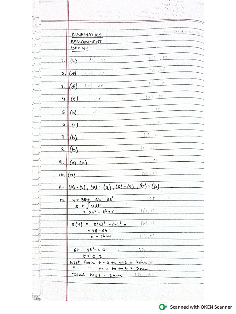 Assignment On Kinematics - 1d | PDF