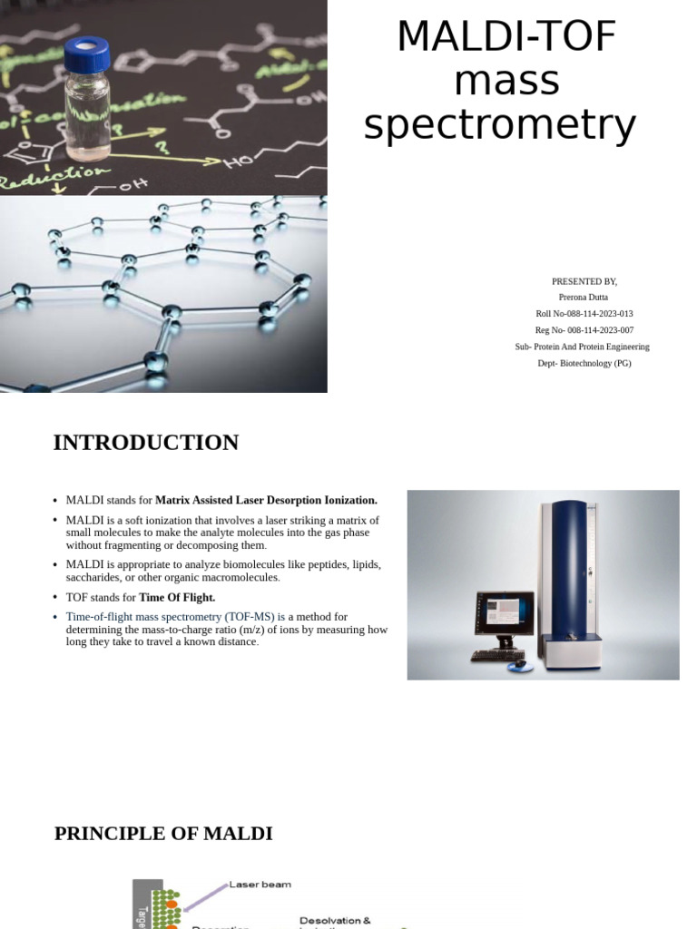 MALDI-ToF Mass Spectrometry | PDF | Time Of Flight Mass Spectrometry ...