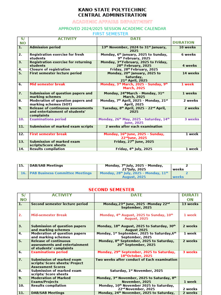 2024 2025 Corrected Academic Calendar | PDF | Academic Term