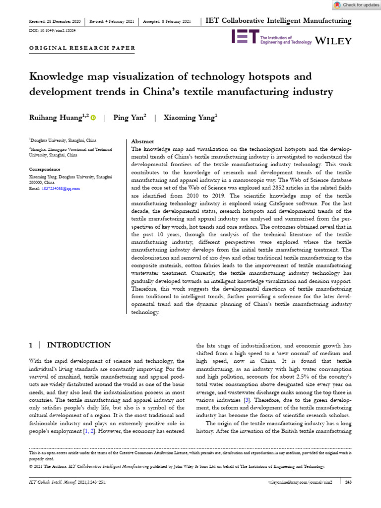 IET Collab Intel Manufact - 2021 - Huang - Knowledge Map Visualization of Technology Hotspots ...