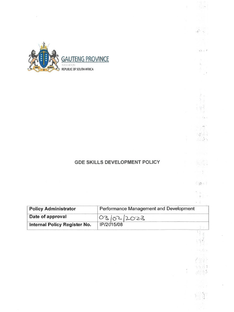 GDE Skills Development Policy With Referred Annexures | PDF