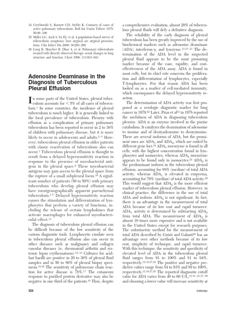 A Comprehensive Guide to ADA in Tuberculous Pleural Effusion | PDF ...