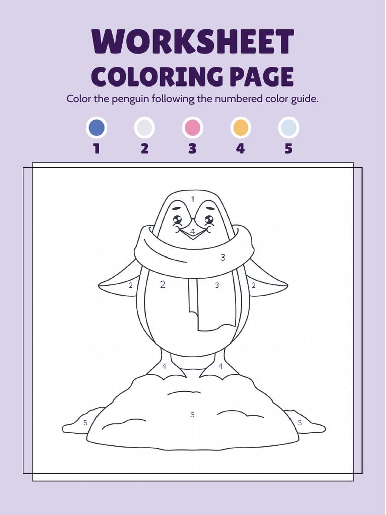Penguin Coloring Page Worksheet | PDF