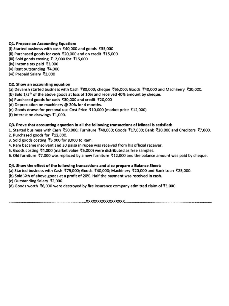 Accounting Equation Assignment | PDF