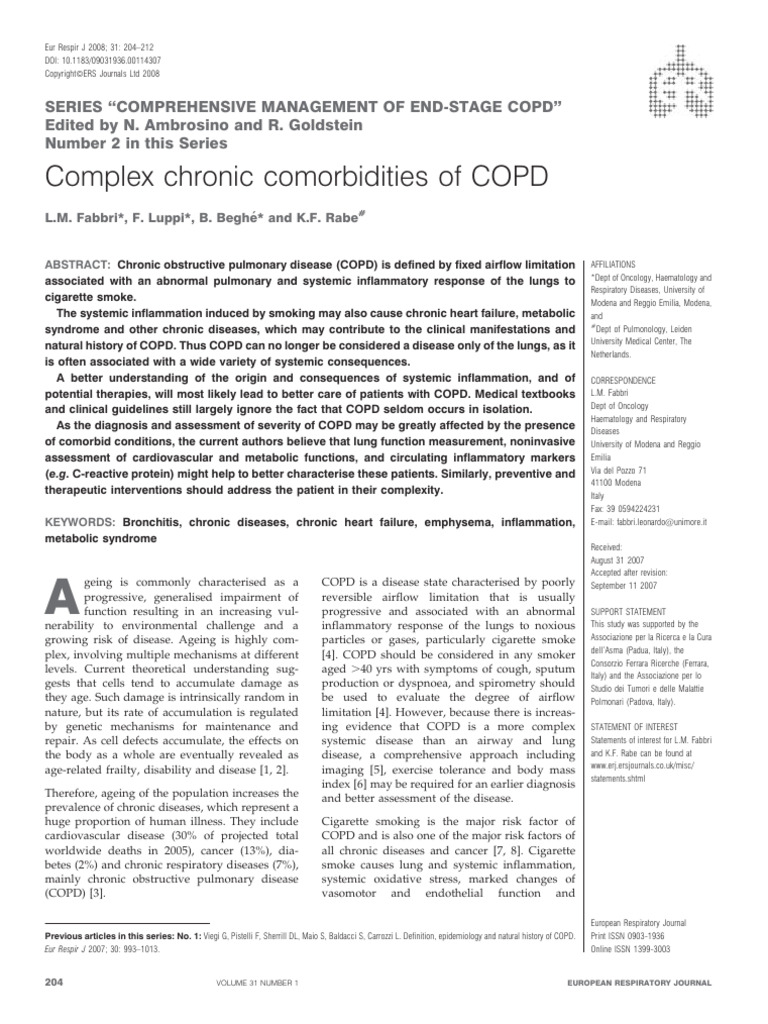 Complex Chronic Comorbidities of COPD | PDF | Chronic Obstructive ...