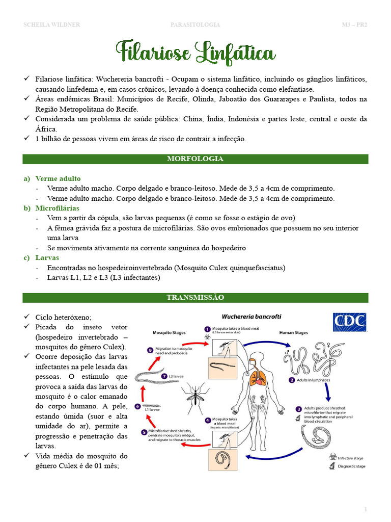 Filariose Linfática: Causas e Tratamento | PDF | Especialidades médicas ...