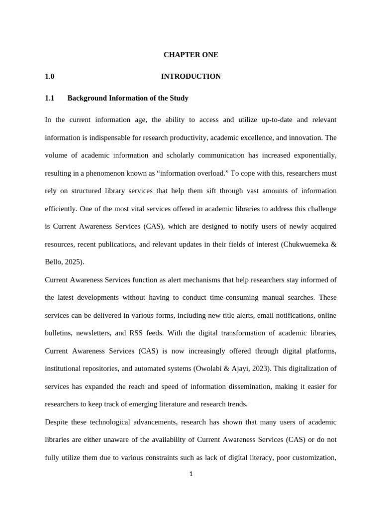 Akinbami Chapter One-3 | PDF | Libraries | Open Access