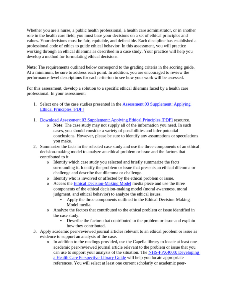 NHS-FPX4000 Assessment 3 Applying Ethical Principles | PDF | Confidentiality | Mental Health