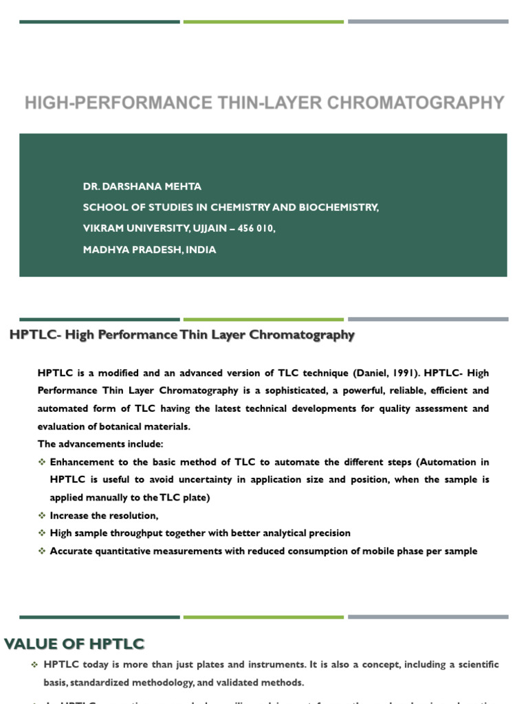 M. Sc. IV SEM-Paper V-Unit IV - HPTLC-DR Darshana Mehta | PDF | Thin ...