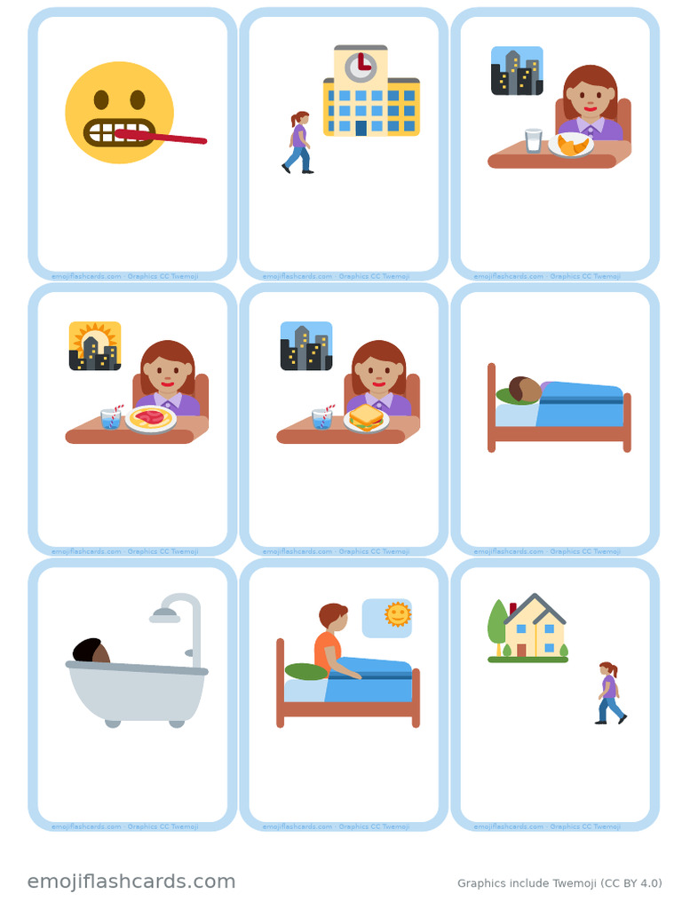 Daily Routine Small A4 Flashcards | PDF