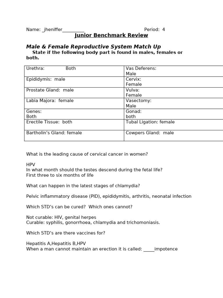 Reproductive System and STD Overview | PDF | Birth Control | Sexually ...