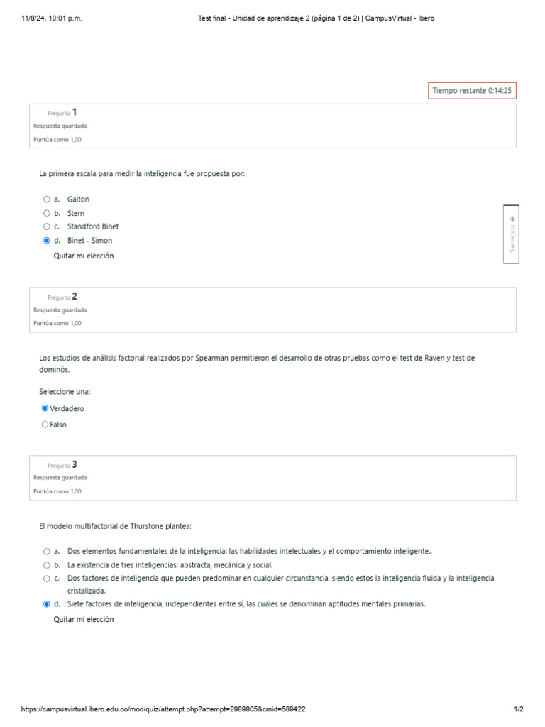 1 Test Final - Evaluación 2 | PDF | Inteligencia | Cociente de inteligencia