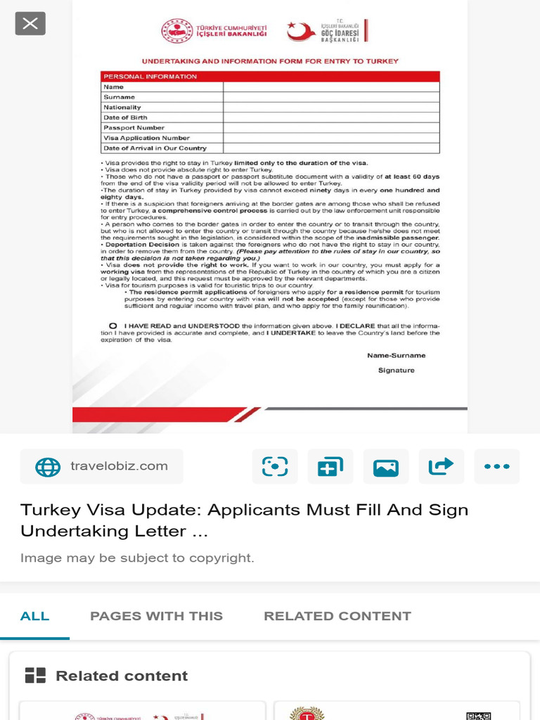 Turkey Visa: New Undertaking Letter Requirement | PDF
