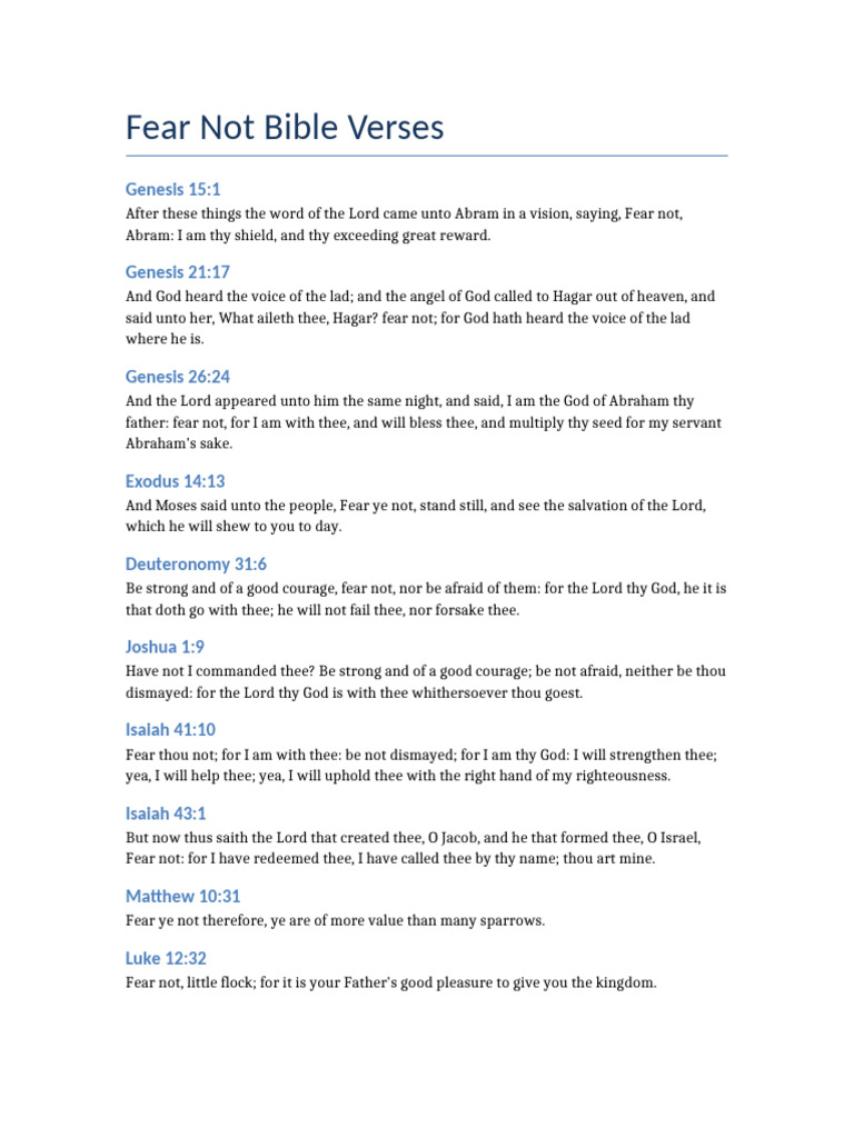 Fear Not Bible Verses Expanded | PDF | Abraham | Book Of Deuteronomy