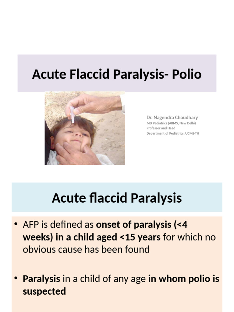 Acute Flaccid Paralysis and Polio Overview | PDF | Pediatrics ...