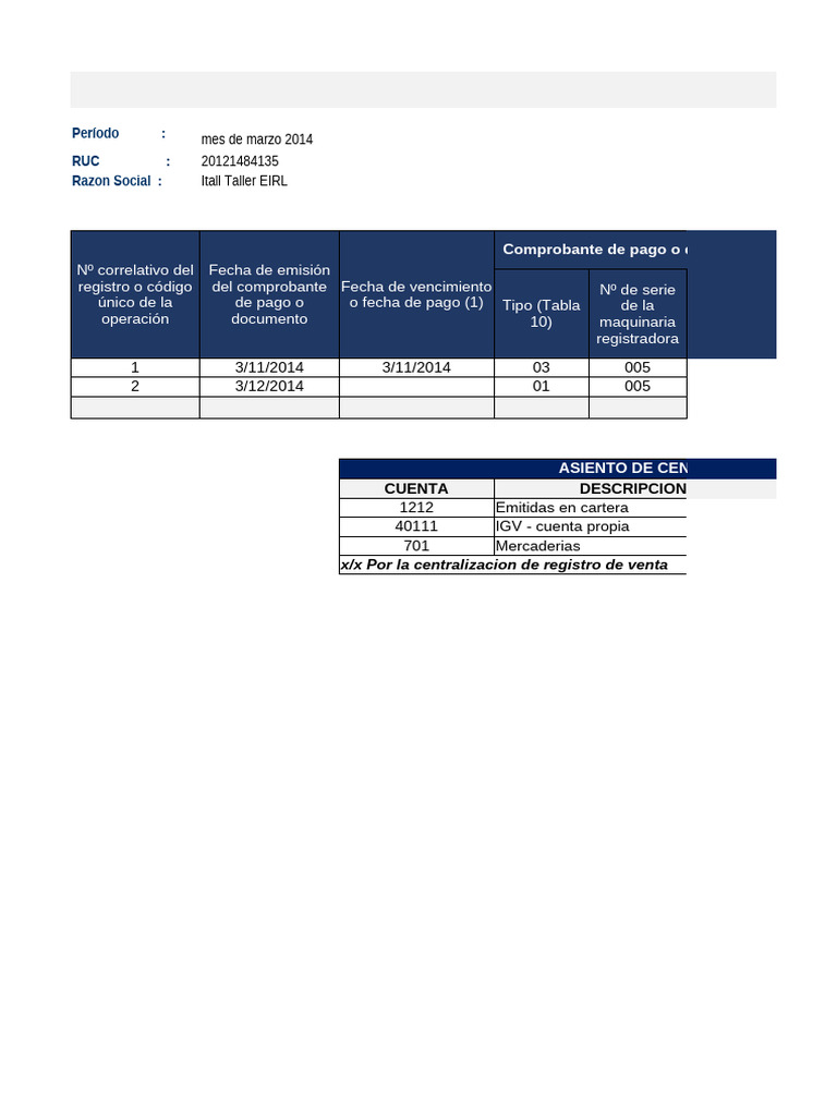 Registro de Compra y Venta Itall | PDF